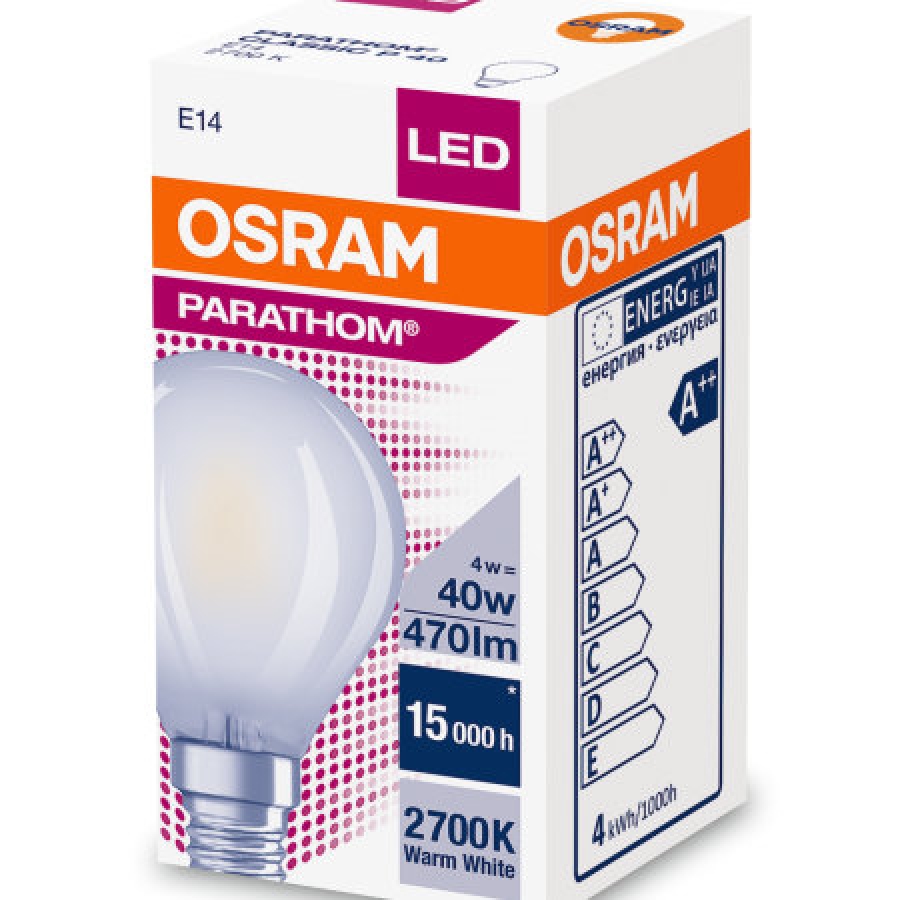 ΛΑΜΠΑ LED OSRAM PARATHOM CLASSIC ΣΦΑΙΡΙΚΗ Ρ FR 40 4W 2700K E14 - Εlettrolinea