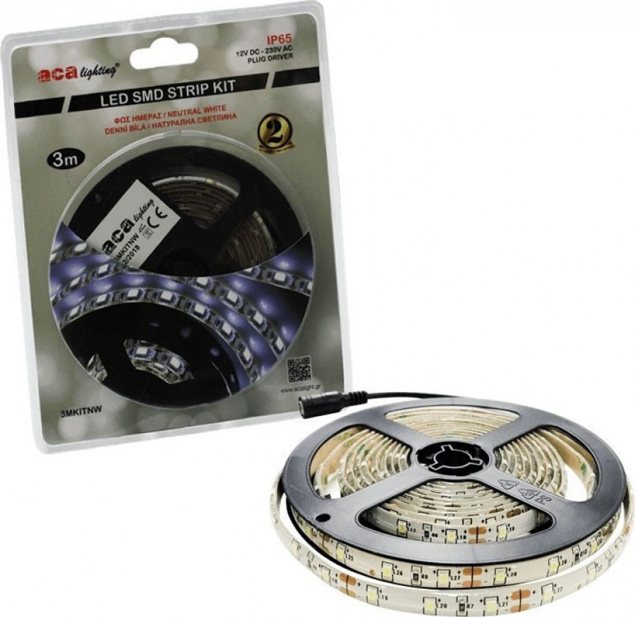 ΣΕΤ ΤΑΙΝΙΑΣ LED 4000K 3 ΜΕΤΡΩΝ 12V ΜΕ ΜΕΤΑΣΧΗΜΑΤΙΣΤΗ 3W ΑΝΑ ΜΕΤΡΟ ...