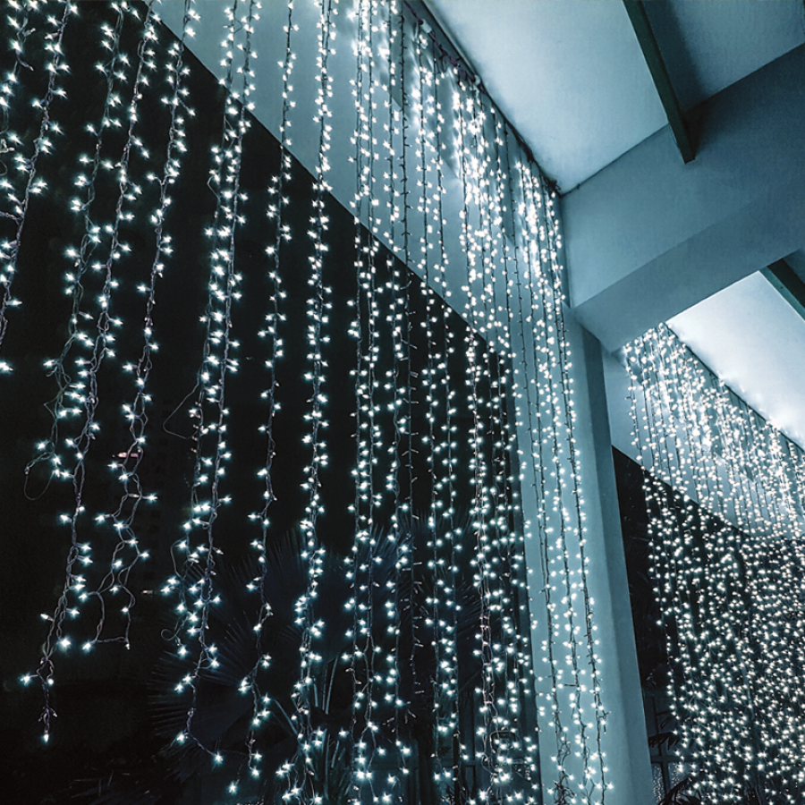 Κουρτίνα με 240 Λαμπάκια LED Ψυχρό Λευκό 2x1m Ρεύματος επεκτάσιμη ...