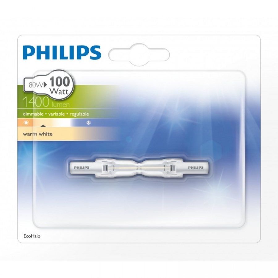 Λάμπα Αλογόνου Philips για Ντουί R7S 78mm 80W 1400lm 3000K - Εlettrolinea